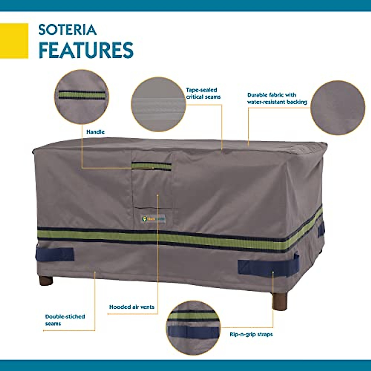 Duck Covers Soteria Waterproof 32 Inch Rectangular Patio Ottoman/Side Table Cover, Outdoor Ottoman Cover