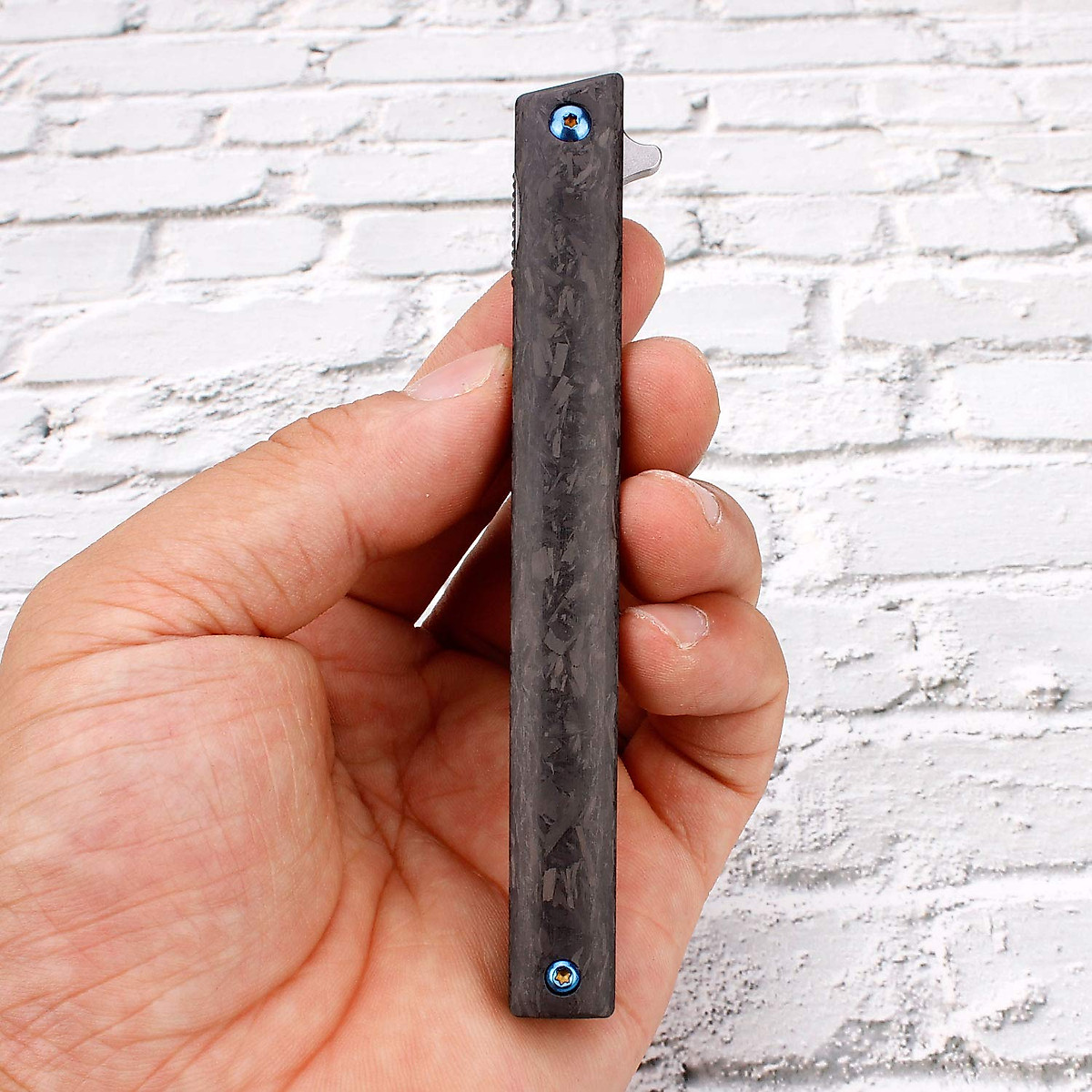 Samior GP035 Small Slim Folding Pocket Flipper Knife, 3.5 inch M390 Drop Point Blade, Marble Carbon Fiber Handle Liner Lock Pocket Clip, Gentleman's EDC Knives