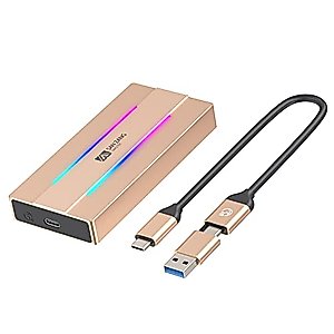 RGB M.2 NVME SSD Enclosure for Gaming, SANZANG USB 3.1 Gen 2(10 Gbps) Type C to NGFF NVME PCIe M-Key(B&M Key) External Solid State Drive Enclosure, Support UASP Trim for SSDs Size 2280/2260/2242/2230