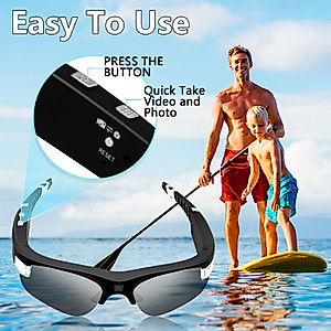 ZTCOLIFE Camera Sunglasses, 1080P Outdoor Sports Smart Glasses with High-Definition Lenses, Film Hands Free for Taking Photo, Hunting, Cycling, Running, Driving, Travel