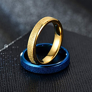 PAURO Unisex Stainless Steel Matte Finished Ring Engagement Promise Wedding Band 4MM Gold Size 10