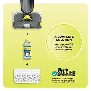 Shark VM252 VACMOP Pro Cordless Hard Floor Vacuum Mop with LED Headlights, 4 Disposable Pads & 12 oz. Cleaning Solution, Charcoal Gray