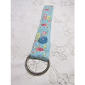 Shabby Chic Blue Roses Quilted Kitchen Towel Holder - Heavy-Duty D-Ring - Kitchen Towel Hanger - Towel Keeper