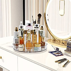 Large Lazy Susan Rotating Turntable Organizer - for Kitchen, Pantry, Cabinet, Dining Table, Fridge, Countertop，Vanity - Spinning Food Storage Container for Spices, Condiments- Clear，11 Inches （1 Pack）