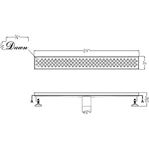 Dawn LRE240304 Rhone River Series Linear Shower Drain, 24-Inch