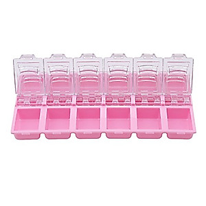 Rurah 12 Grid Storage Box Organiser Nail Art Rhinestone Jewelry Diamonds Earrings Beads Display DIY Art Craft Case Organizer Storage Container,Pink