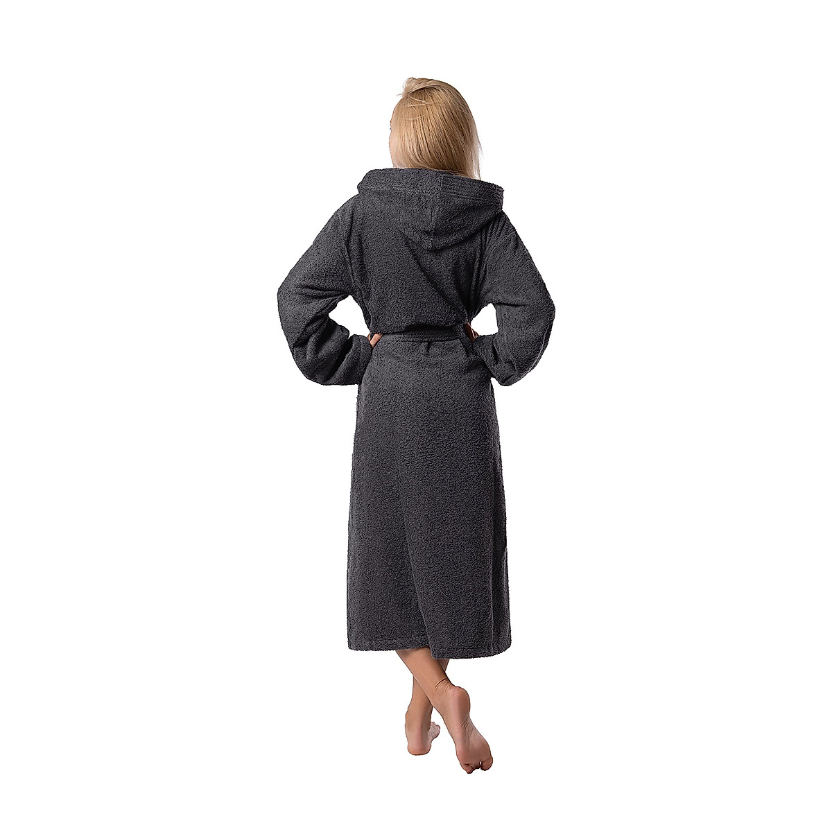 BAGNO MILANO Terry Cloth Robes for Women - Hooded Kimono Style Turkish Cotton Bathrobes for Women (Grey, Small-Medium, s)