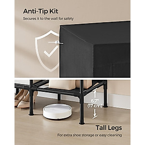 SONGMICS Wardrobe Closet, 83.5 Inch Large Capacity Portable Closet, Clothing Rack, 25 mm Dia,Thick Steel Tubes, Clothes Organizer with Fabric Cover, 5 Hanging Rails, 10 Shelves, Ink Black URDR095B01