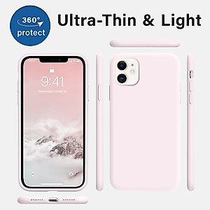 AOTESIER Upgraded Slim Fit iPhone 11 case, Premium Silicone Phone Case, Full Body Shockproof Protection Cover Anti-Scratch&Fingerprint for iPhone 11 with Comfortable Grip, 6.1 inch, Chalk Pink