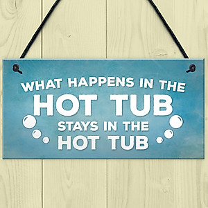 Hot Tub Novelty Funny Garden Hanging Wall Plaque Shed Jaccuzi Home Decor Sign