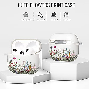 Airpods 3 Case Yellow Flowers, AirPods 3rd Generation Case 2021 for Women Girls Protective Hard Airpod Case Cover for Apple AirPods 3 with Keychain Compatible with Wireless Charging