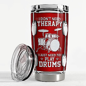 SANDJEST Drummer Gifts Drummer Tumbler 20oz Stainless Steel Insulated Tumblers Drum Coffee Travel Mug Drumming Gift for Drummers Men Women
