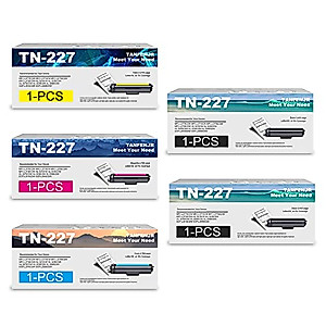 TN-227 TN227 High Yield Toner Cartridges 5 Pack TANFJR Compatible Replacement for Brother TN227BK TN227C TN227M TN227Y Toner MFC-L3710CW L3750CDW L3730CDW HL-3210CW 3230CDW Printer, (2BK+1C+1M+1Y)