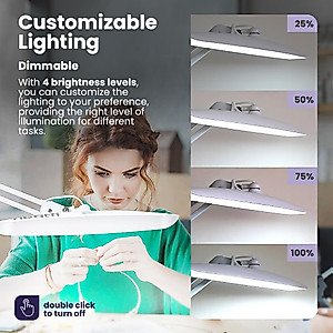 Neatfi XL 2,200 Lumens LED Task Lamp, 24W Super Bright Desk Lamp, 117 Pcs SMD LED, 4 Level Brightness, Dimmable, Task LED Light for Home, Office, Workbench (Non-CCT, White)