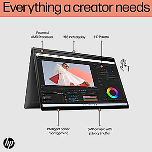 HP Envy x360 2-in-1 Laptop, 15.6“ Touchscreen FHD Display, AMD Ryzen 7 5825U Processor, 64GB RAM, 1TB SSD, HDMI, SD Card Reader, Wi-Fi 6, Windows 11 Home, Black
