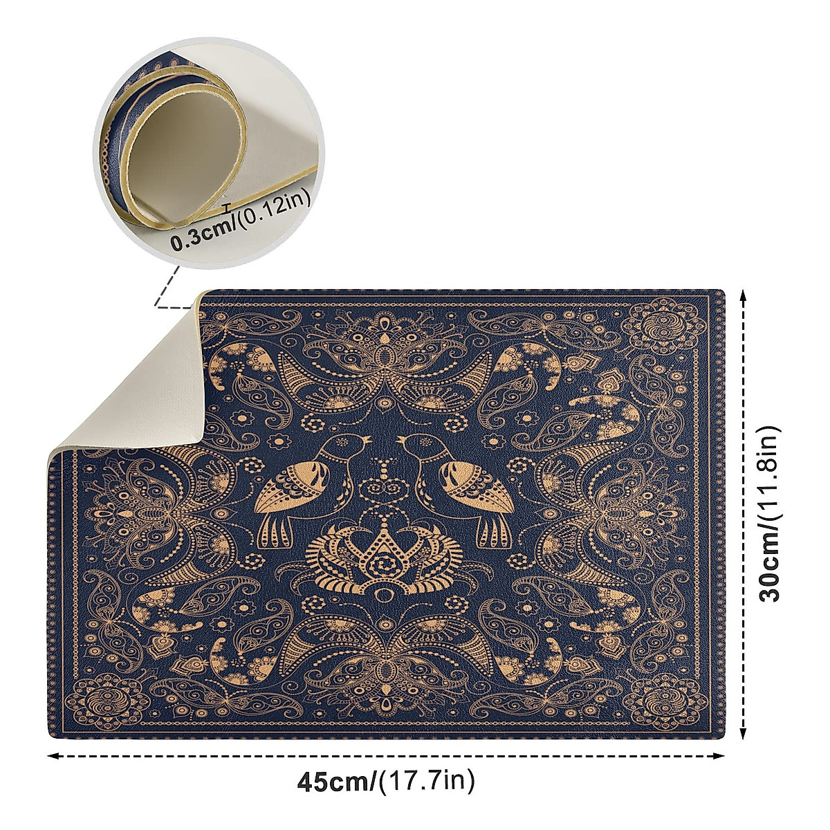 QwThum Coffee Mat Coffee Bar Maker Mat Backed Absorbent Nonslip Coffee Station Mat For Kitchen Countertop Fast Dry Washable Dish Drying Mat 18x12Inch