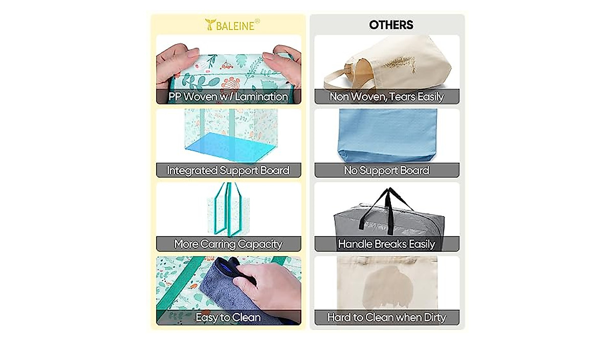 BALEINE Heavy Duty Reusable Grocery Bags - Durable & Eco-Friendly
