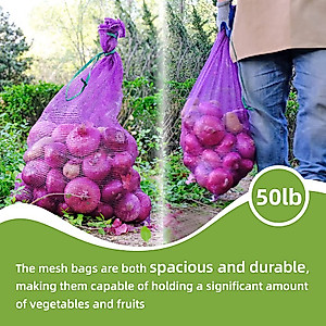 deebree Crawfish Sacks, 21"×35" Extra Large Onion Bags 50lb Capacity Heavy Duty Mesh Bags for Vegetables Seafood, Net Produce Storage Bags for Potato Shellfish Oyster Firewood, Purple 10 Pack
