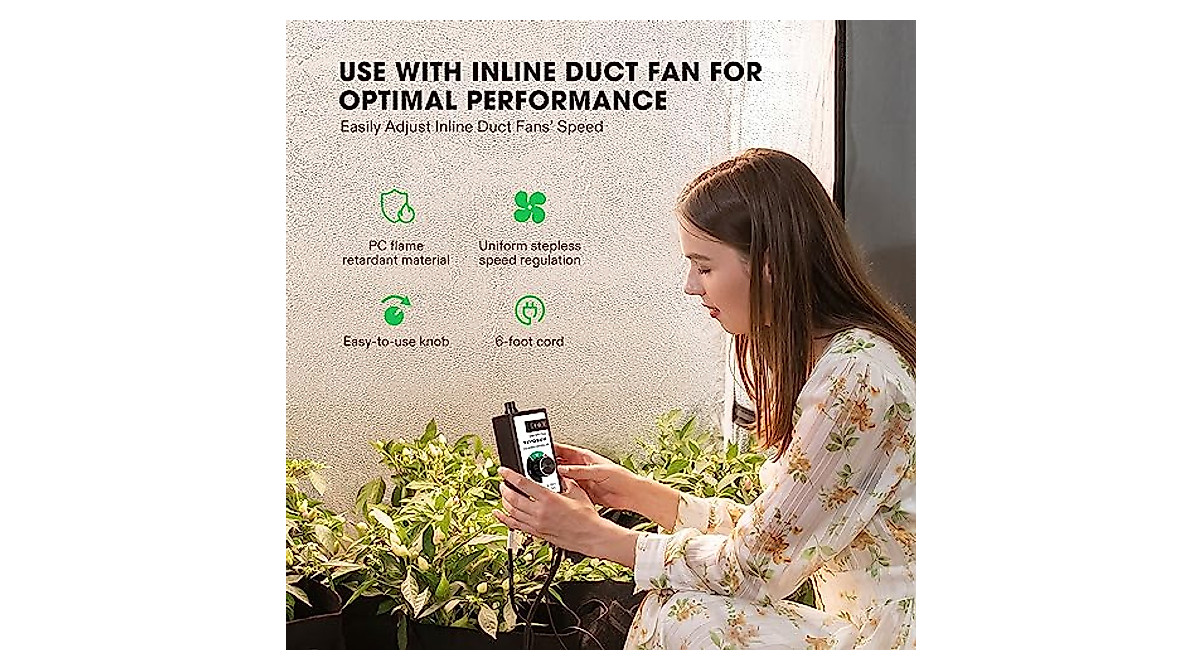 Vivosun Variable Fan Speed Controller Speed Adjuster For Inline Duct Fan In Ventilation System