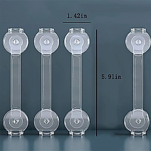 5Pcs Child Safety Locks Baby Safety Lock Transparent Child Safety Cupboard Door Lock for Fridge Cabinets Drawers Toilet Easy Install No Tools Needed