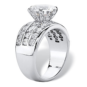 PalmBeach Platinum-Plated Round Cubic Zirconia Channel Set Ring Sizes 6-10 Size 6