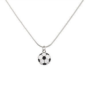LUX ACCESSORIES Sporty Soccer Ball Two Sided Pave Football Pendant Necklace