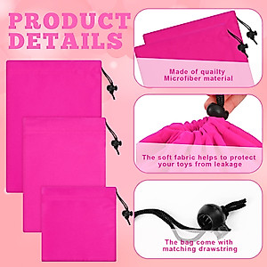 WILLBOND 18 Set of Toy Storage Adult Bags Foldable Toy Drawstring Bag Multi Purpose Toys Storage 3 Sizes Adjustable Ditty Bag Microfiber Pouch for Home Storage Travel, Hot Pink
