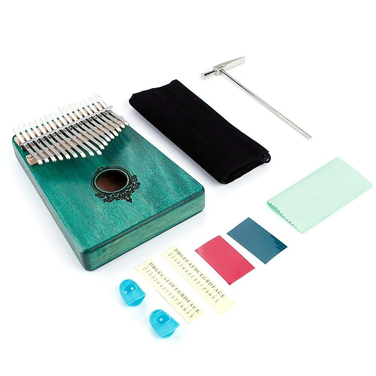 17 Key Thumb Piano with Carry Bag Tune Hammer Portable Handmade African Musical Instrument for Kids Adult Beginners Professionals(Green)