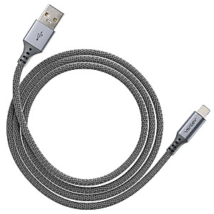 Ventev ChargeSync Alloy Apple Lightning Cable | Universally Compatible with iPhone Devices, Fast Charging, Tangle-Resistant Cord, Mfi Certified, No-Fray Durability | 4Ft Steel Gray (509320)