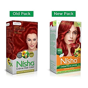 Nisha cream hair color Fashion Highlights And Rich Bright Long-Lasting Colour Flame Red Pack of 2