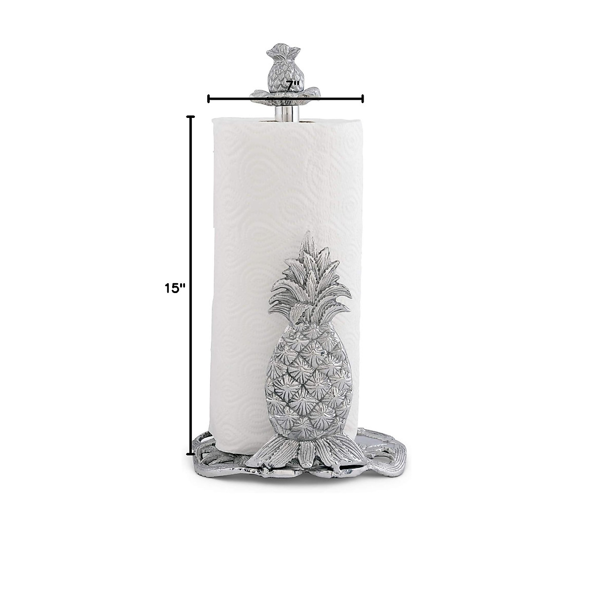 Arthur Court Pineapple Countertop Decorative Paper Towel Holder Aluminum Metal 14.5 inch Standing Tall