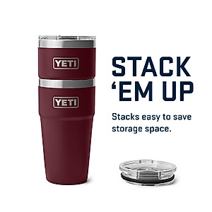 YETI Rambler 20 oz Stackable Tumbler, Stainless Steel, Vacuum Insulated with MagSlider Lid, Wild Vine Red