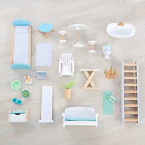 KidKraft Matilda Wooden Dollhouse with EZ Kraft Assembly™, Balcony, Movable Staircase and 23 Accessories, Gift for Ages 3+