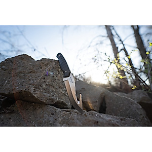 Schrade Delta Class Exertion Gut Hook Fixed Blade 8.5in with 4in AUS-10 Steel Blade and Non-Slip Grip for Hunting