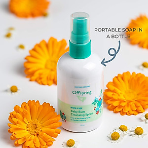 Offspring Baby Bum Spray - Rinse Free, Organic and All-Natural Hygiene Wash with Aloe and Lavender for Gentle Cleaning of Diaper Area Rinse-Free Baby