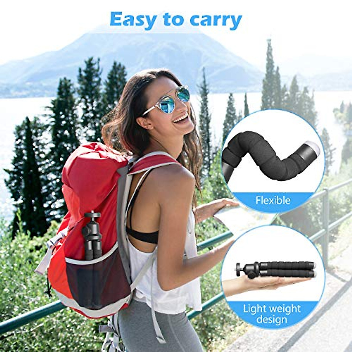 UBeesize Phone Tripod, Portable and Flexible Tripod with Wireless Remote and Clip, Cell Phone Tripod Stand for Video Recording(Black