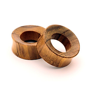 Mystic Metals Body Jewelry Pair of Teak Wood Tunnels - 1 3/8” - 35mm - Sold As a Pair