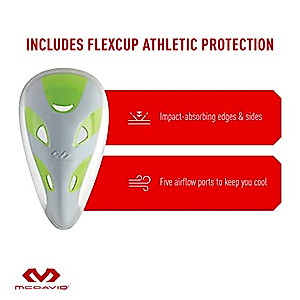 McDavid Boys' Boxer Brief Shorts with FlexCup Athletic Protection, Moisture Wicking & Cooling, White, Youth Large