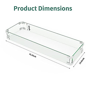 PIZZELLO Fire Pit Wind Guard 31.5 x 13.8 x 4 inch Rectangular Tempered Glass Wind Guard with Aluminum Corner Bracket