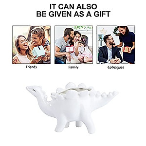 Happyyami Dinosaur Ceramic Flower Pot Ceramic Planter Succulent Planter Decorative Planter Indoor pots for Plants planters for Indoor Plants Succulents Cartoon Plant Pot Cactus Planter Juicy