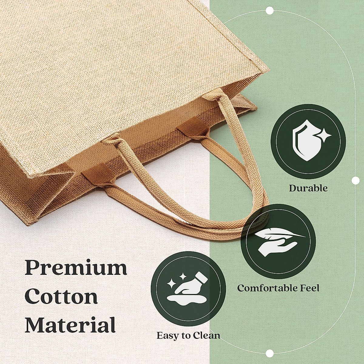 Jute Tote - 17" x 13" x 7" Multipurpose Lined Burlap Bag - Beautiful Design & Color - Lunch, Beach, Market, Bridesmaid, Gift, Mama Tote