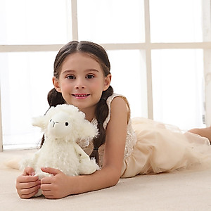 Apricot Lamb Toys Plush White Plush Lamb Stuffed Animal Soft Cuddly Perfect for Child （White Plush Lamb ，8.5 Inches