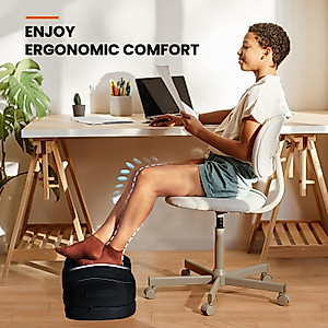 ErGear Foot Rest for Under Desk at Work - Adjustable Foot Rest with Breathable Washable Cover, Ergonomic Memory Foam Foot Rest for Home, Office (Black)