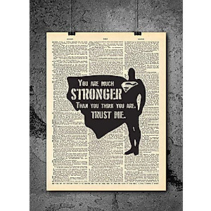 Stronger Super Human - Stronger Inspirational Quote Art - Authentic Upcycled Dictionary Art Print - Home or Office Decor (D49)