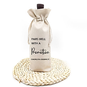 New job wine Bag, Promotion Gift, New Job Gift for her, Gift for him, Retirement Gift, Congratulations New Job Wine Bag - Burlap Drawstring Wine Bag