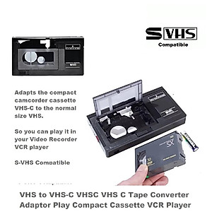 VHS-C to VHS VCR Standar Motorized VHS Cassette Adapter for JVC C-P7U CP6BKU C-P6U Panasonic PV-P1 RCA VCA115 (NOT Compatible with 8mm/MiniDV/Hi8 Tapes)