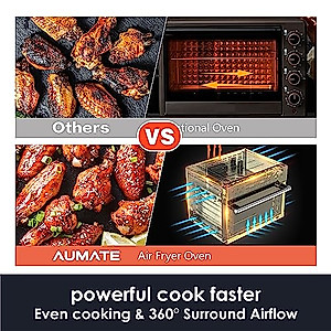 32 QT Digital Toaster Oven Air Fryer Combo, AUMATE by Kitchen in the box Convection Oven Countertop, 19-in-1 Smart Airfryer, Pizza Oven, Toast Bake and Broil, Rotisserie, 7 Accessories, 1800W