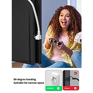 JUXINICE Right Angle Ethernet Extension Cable UPangle 1.5ft-White, 90 Degree CAT6 Ethernet Patch Cable RJ45 LAN Cable Extender Male to Female Connector for Router Modem Smart TV PC Computer Laptop