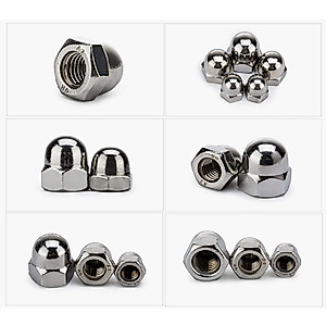 Guard4U #6-32#8-32#10-24 1/4-20 5/16-18 3/8-16 1/2-13 UNC Acorn Dome Cap Head Hex Nuts Assortment Kit -120Pcs 7-Kinds 304 Stainless Steel Hexagon Decorative Cap Nuts