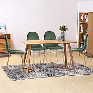 GreenForest Velvet Dining Chairs Set of 4，Dining Kitchen Room Chairs, Mid Century Modern Upholstered Side Chairs with Metal Legs,Dark Green